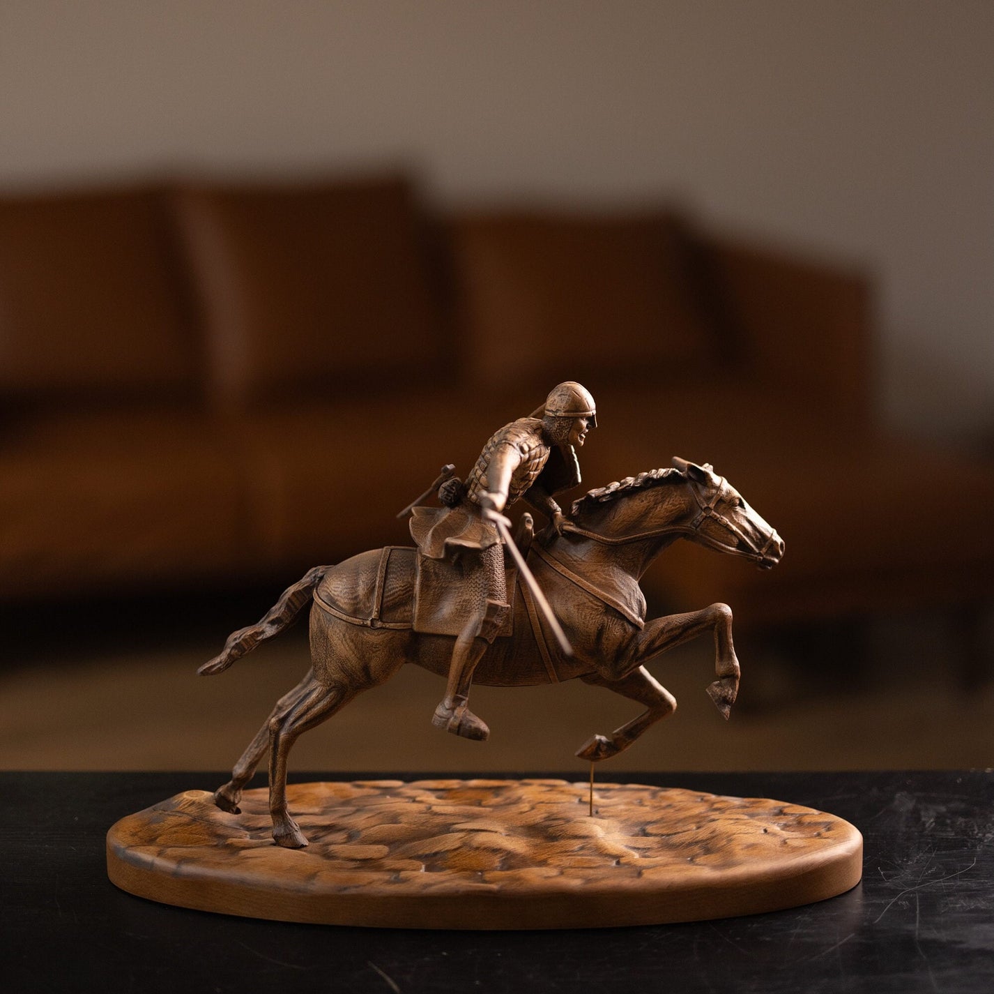Statuette Knight with Sword on Galloping Horse
