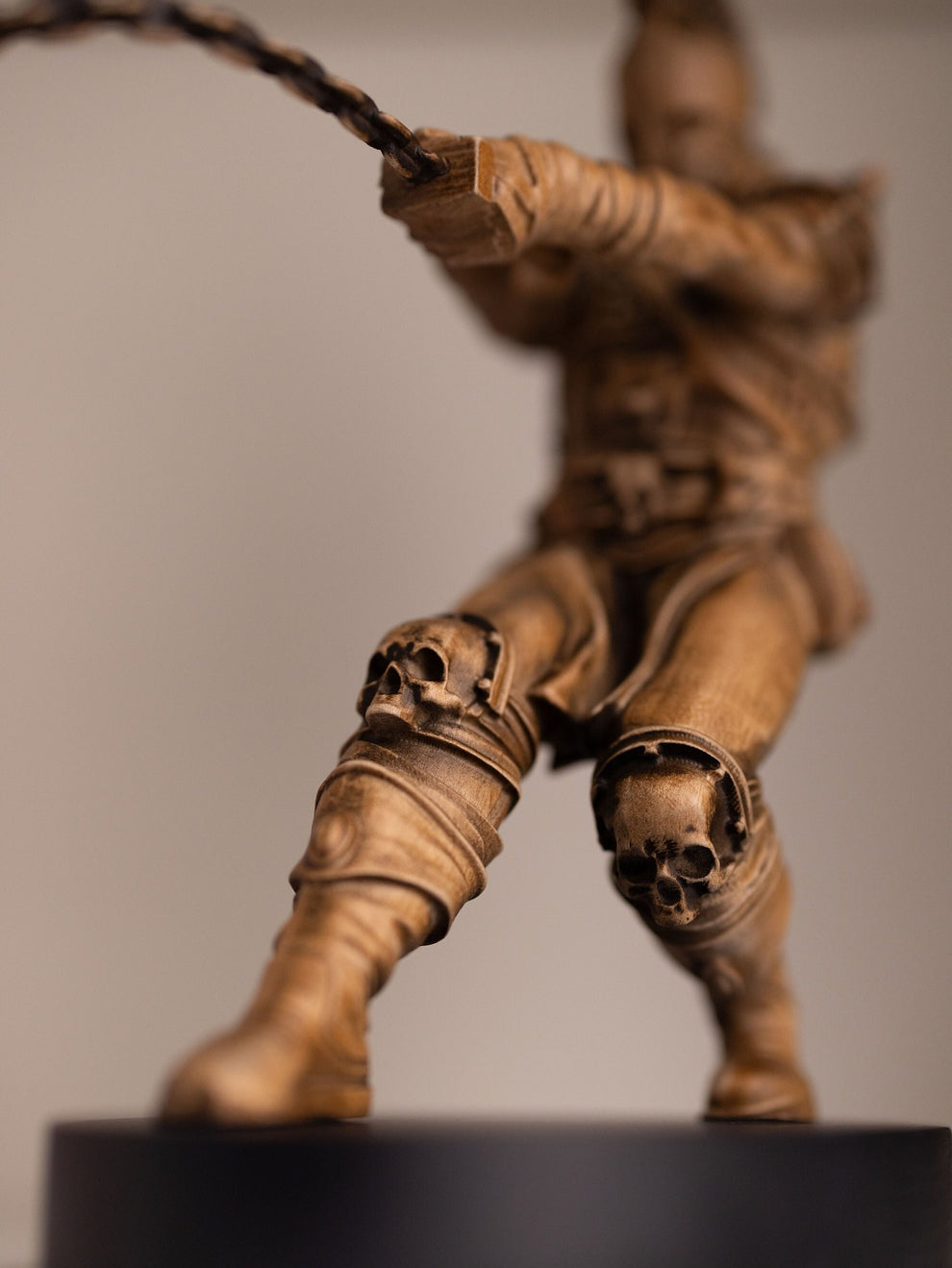 Wood Statue Gladiator With Mace Greek Warrior Sculpture